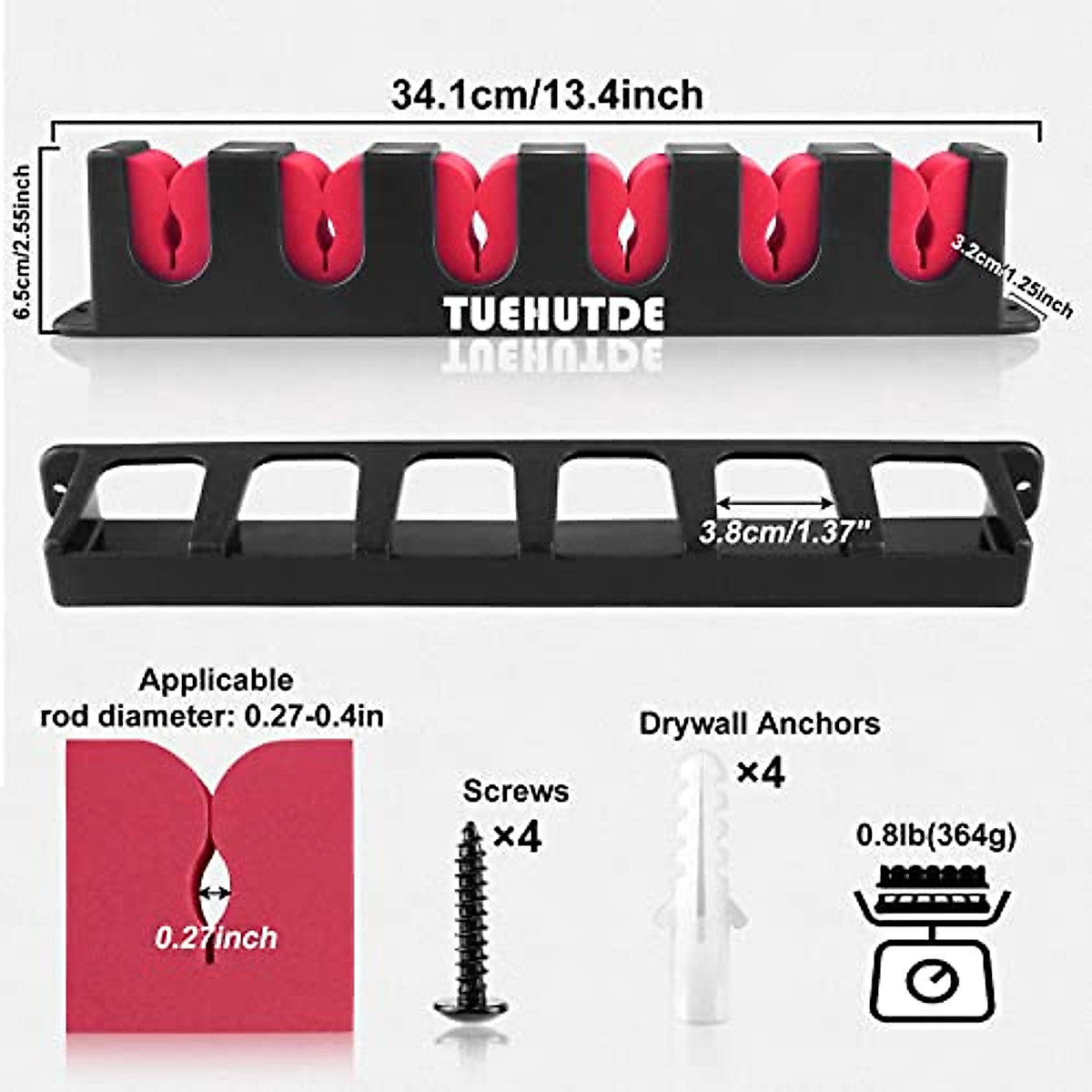 TUEHUTDE Fishing Rod Holders,Vertical Fishing Pole Holders Fishing Rod Rack Wall Mount Fishing Pole Rack Rod Storage Racks for Garage Room, Boats,Ceiling, RV - Store 6 Fishing Rods or Combos,1 Pair