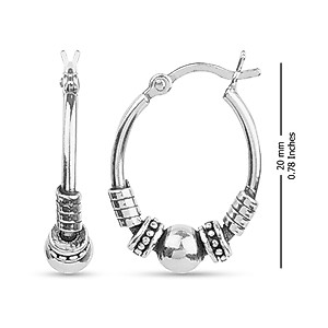 LeCalla Sterling Silver Jewelry Hollow Hoop Balinese Earrings for Women