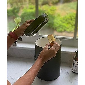 Fox Run Black Ceramic Kitchen Compost Bin for Countertops