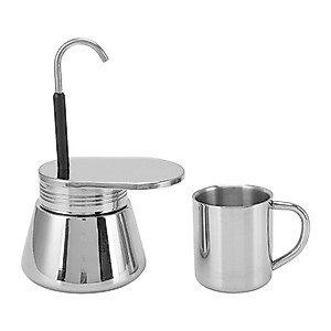 Tissting Single Spout Stovetop Moka Pot Stainless Steel Stovetop Single Spout Espresso Maker Mini Stovetop Espresso Percolator Italian Type Espresso Cup Coffee Maker Use on Stove at Home or Camping