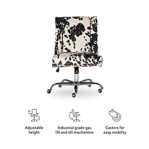 Linon Clayton Black Cow Print Office Chair, Metallic