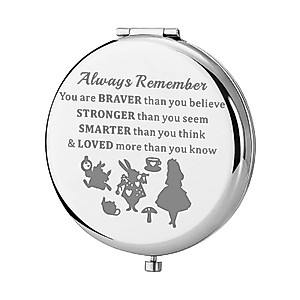 KEYCHIN Princess Pocket Mirror Fairy Tales Gift Always Remember You are Braver Stronger Smarter Than You Think Compact Makeup Mirror for Women Girls Teenagers (A Princess-S)