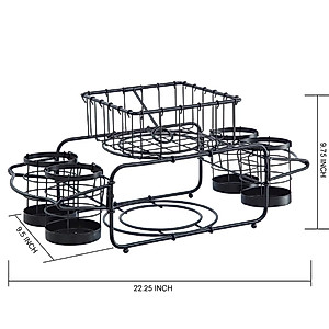 Giftburg Farm Buffet Caddy Tabletop Organizer, Flatware Napkin and Plate Picnic Caddy Stackable Serving Set, Black