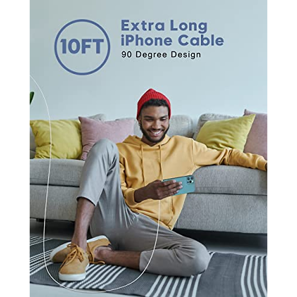 Apple Fast Charger [MFi Certified], 2Pack Apple Charger 10FT Long USB C to Lightning Cable (90 Degree) with 20W PD 3.0 USB C Wall Charger Fast Charging Block for iPhone 14 13 12 11 Pro Max XS XR, iPad