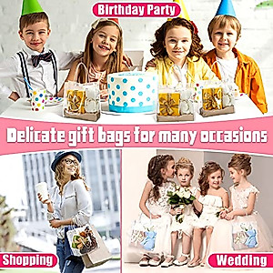Saintrygo 80Pcs Clear Plastic Gift Bags with Handles Small Transparent PVC Gift Bags Reusable Tote Bags for Shopping Wedding Favor(7.9 x 7.9 x 3.2 Inch)