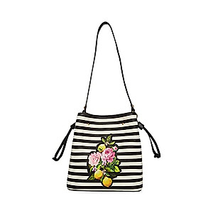 Betsey Johnson Fun Bucket Bag, Black/White