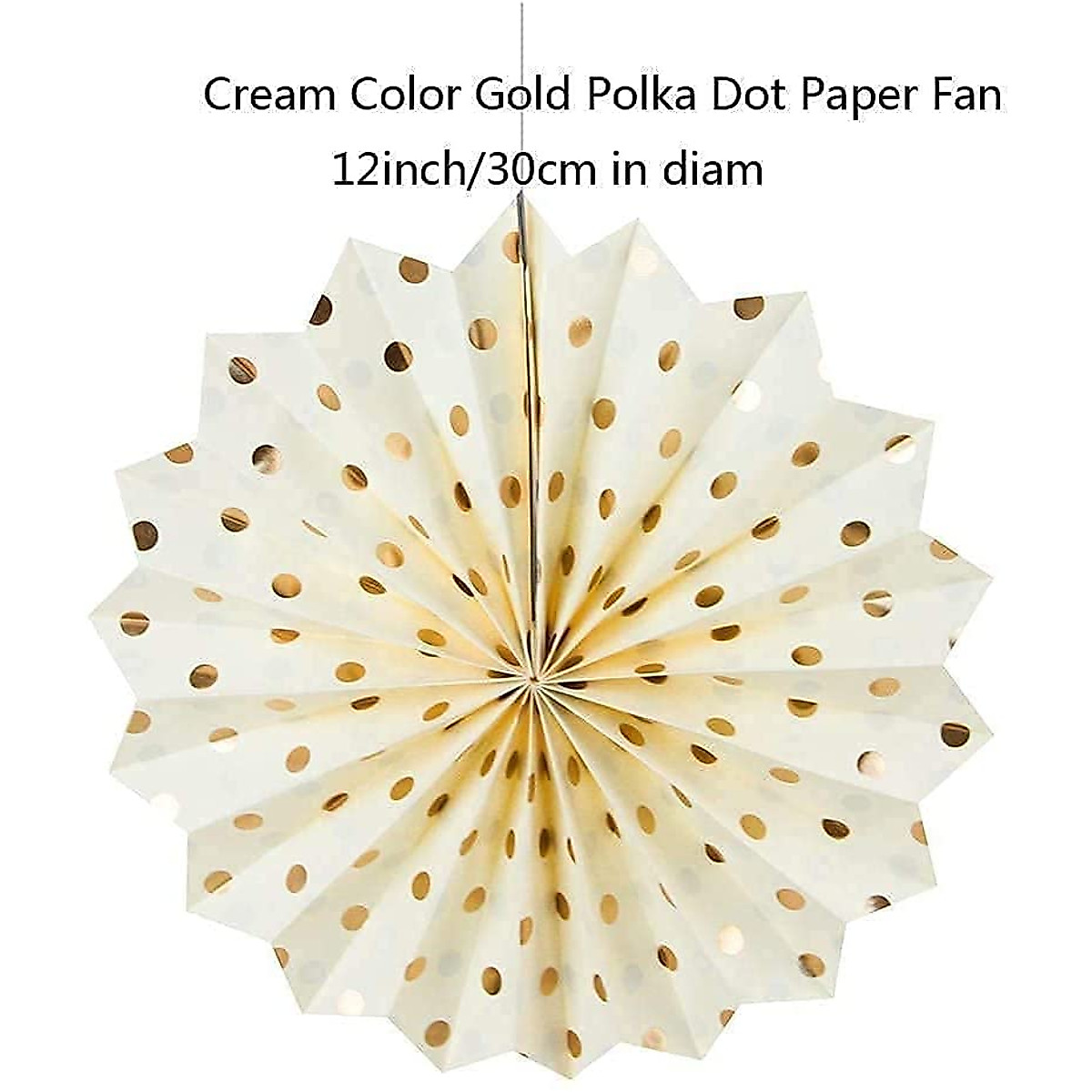 Mint Gold Birthday Decorations Mint Cream Gold Polka Dot Paper Fans for Trial Baby Shower Decorations Mint Gold Wedding/Mint First Birthday Decorations Mint Gold Bridal Shower Decorations
