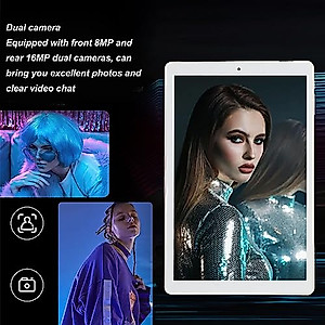 Haofy HD Tablet, Sensitive Touch Screen 4GB 64GB 100-240V 10.1 Inch Tablet 8MP 16MP Camera for Gaming (US Plug)