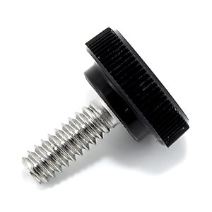 #10-24 x 1/2" Thumb Screw Stainless Steel - Black Knurled Round Plastic Knob - Standard/Coarse Thread Thumbscrew - Length: 0.500" - Proudly Built in USA - Package of (4)