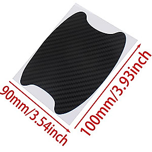 GWYAN 8 Pcs Car Door Handle Sticker Car Door Cup Scratch Protector Carbon Fiber Like 3D Stickers with Lamination Tool (3.93" × 3.54")