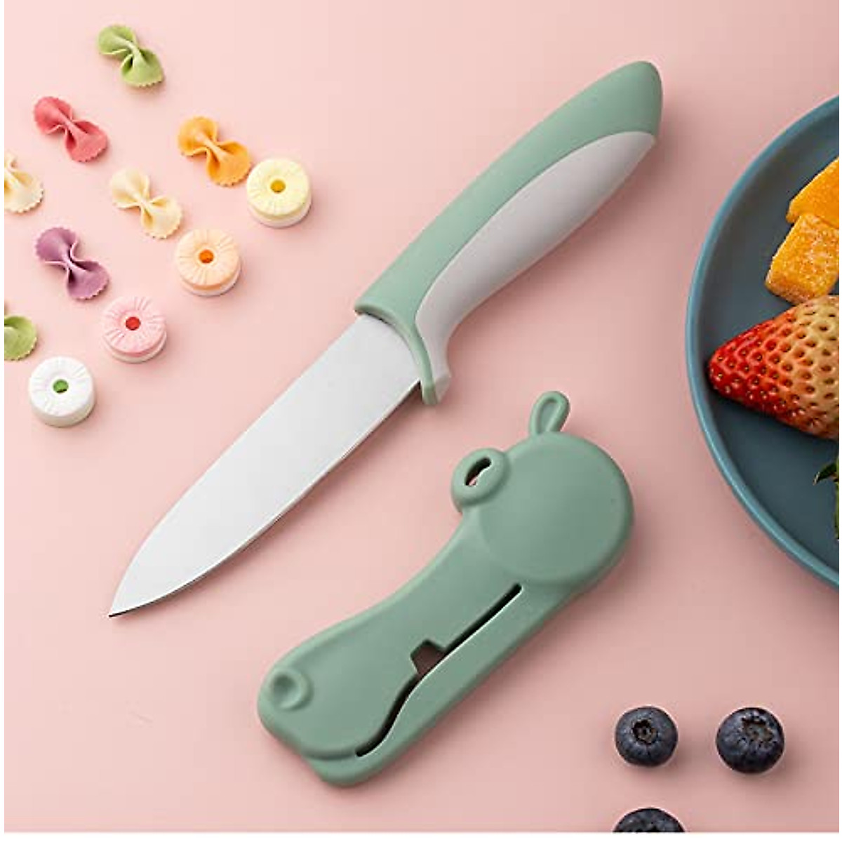 DAMPEN Ceramic Scissors with Ceramic Knife Sets Soft-grip Handles,Safety Healthy ,Kitchen Scissors for Baby Food Kids Food
