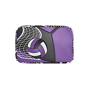 zaaprintblanket Custom Name Lunch Bag For Men Women Personalized Volleyball Purple White Cooler Lunch Box Portable with Name for Gift Workout Camping