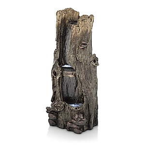 Alpine Corporation WIN258 Water Fountain with LED Lights Outdoor Waterfall for Garden, Patio, Deck, Porch, 18"L x 16"W x 41"H, Gray