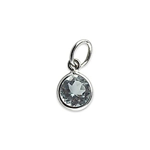 Aquamarine Charm 5mm Round Handmade In 14k White Gold