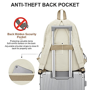 weradar Basic School Backpack For Women Men,Lightweight Casual Daypack College Backpack,Aesthetic Middle School Bag,Bookbag For Teen Girls Boys,Small Canvas Travel Backpack(Beige)