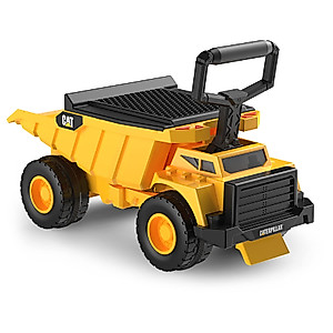 CAT Shovel and Sift Dump Truck Ride-On Toy for Kids and Children Ages 1-3 Years Old, Featuring Realistic Job Site Sounds and Removable Sifter and Shovel, Yellow/Black, by Kid Trax