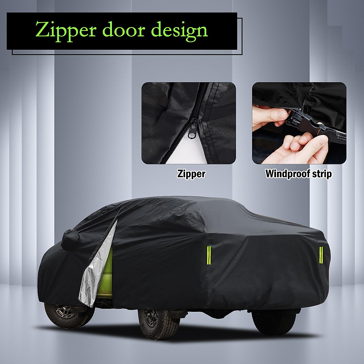 Car Cover Custom Fit for Toyota Tacoma 2005-2023, Waterproof All Weather for Automobiles Full Exterior Cover Rain Sun Snow Protector with Door Zipper