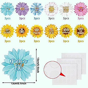 36 Pieces Sun Flower Spring Cutouts with Growth Mindset Bulletin Board Springtime Confetti Positive Sayings Accents Motivational Inspirational Quote Cards for Classroom School (Fresh Color)