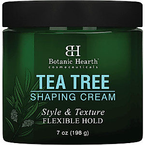 Botanic Hearth Tea Tree Shaping Cream, Hair Styling Cream with Collagen & Biotin - Style & Texture, Strong & Flexible Hold, for All Hair Types - Men and Women - Made in USA - 7 oz