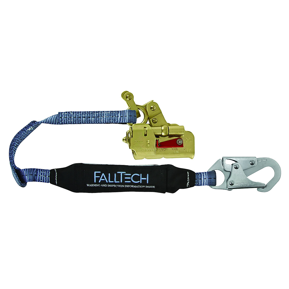 FallTech 8355 Rope Grab Lanyard Set - Single Leg, ViewPack with Deluxe Self-Tracking/Park Rope Grab, 3", Blue/Black