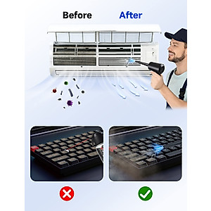 Compressed Air Duster,Fulljion 3-Gear to 51000RPM Electric Air Duster Portable Air Blower with LED Light, 6000mAhRechargeable Cordless Air Duster for Computer Keyboard Fast Charge(Black)