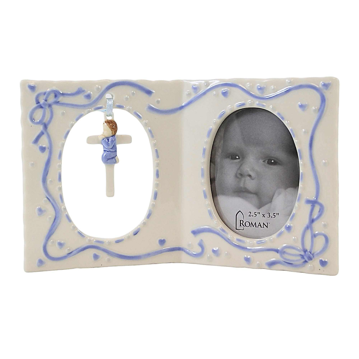 Roman Giftware Inc., Children's Gifts, New Baby, 4" H BOY Frame W/Cross 2.5X3.5,Religious, Inspirational, Durable (1x6x4)