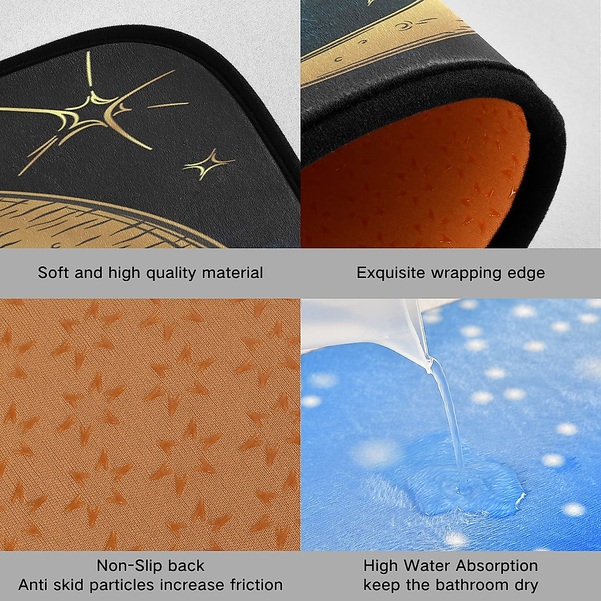 ALAZA Sun Moon Star Antique 2 Piece Kitchen Rug Floor Mat Set Runner Rugs Non-Slip for Kitchen Laundry Office 20" x 28" + 20" x 48"