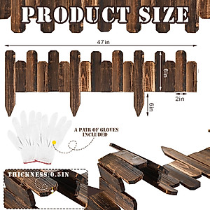 Bucherry 1 Pc Wood Garden Edging Border No Dig Landscape Edging Anti Corrosive Lawn Picket Fence with Gloves Decorative Flower Bed for Yard Patio Pathway Tree Outdoor 7.9 x 47 Inches