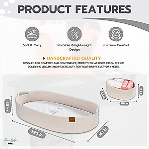 Baby Changing Basket for Baby Dresser, Moses Basket for Babies, Cotton Rope Diaper Changing Basket, Unisex Baby Moses Basket, Foam Diaper Changing Pad for Dresser, Changing Table Topper for Dresser