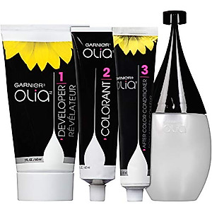 Garnier Olia Ammonia Free Permanent Hair Color, 100% Gray Coverage (Packaging May Vary), 6.43 Light Natural Auburn, Red Hair Dye, Pack of 1