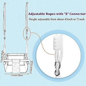 Baby Swing Seat, Canvas Hanging Swing Seat with Safety Belt, for Baby, Toddler, Infant, Tree Swing, Playground, Indoor & Outdoor Hammock Swing, Dark Gray with Lace