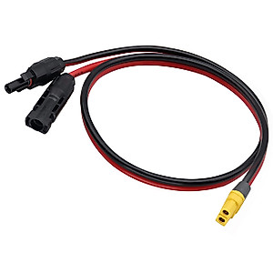 HCFeng XT60 to M-C-4 Solar Charge Adapter Cable,12AWG Power Solar Male Female Connector to XT60 Adapter Extension Cable for Battery Pack, Portable Power Station, Solar Generator[0.6M/2FT]