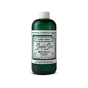 Simply Silver Mouthwash Spearmint Flavor- Nano Hydroxyapatite Formula, All Natural Colloidal Silver Mouthwash Chemical, Alcohol, Fluoride, and BPA Free, 16 oz