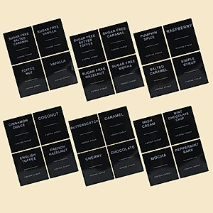 MSTCMZP Coffee Bar Accessories 4 Pack Coffee Syrup Dispenser for Coffee Bar,500ML Glass Coffee Syrup Pump Dispenser,Coffee Syrup Bottles with Labels (4pc black)