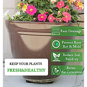 UFelice 24 Pack Invisible Pot Feet with Enhanced Non-Slip Surface Grip Plant Pots and Flowers, Solid Rubber Pots Risers, Pot Lifters for Indoor or Outdoor Planters