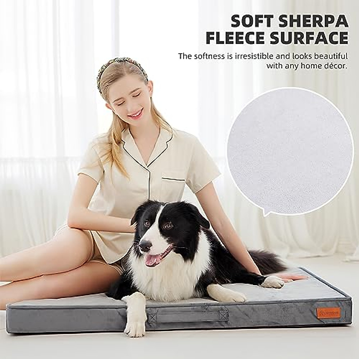 JOYHOUSE PET SUPPLIESWashable Dog Bed with Detachable Sleeve and Non-Slip Bottom, Orthopedic Dog Bed, Gray, Suitable for Dog beds for Medium Dogs (30 * 20 * 3in inches)