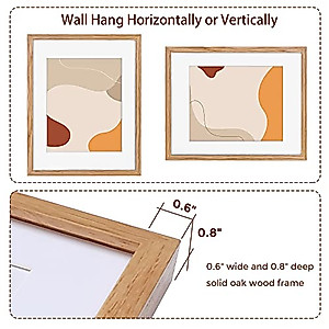 11x14 Picture Frame, 11 x 14 Solid Oak Wood Picture Frame with Real Glass, 11"x14" Wood Frames for Wall Display 8x10 Picture with Mat or 11x14 Picture without Mat, 11x14 Poster frame Art Frame