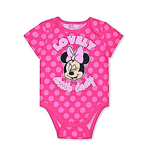 Disney Minnie Mouse Girls’ 4 Pack Bodysuit for Newborn and Infant – Pink/Grey/White