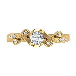1/5 Carat Diamond Engagement Rings in 10K Yellow Gold - IGI Certified (Ring Size 7)