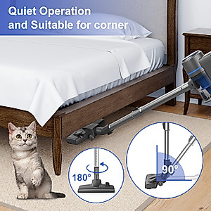Intercleaner Corded Vacuum Cleaner, 17KPa Powerful Suction with 600W Motor, 10 in 1 Lightweight Bagless Stick Vac with Handheld, Ultra Quiet, for Hardwood Floor Carpet Car Pet Hair