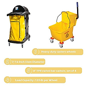 DBREAKS 3-Inch Stem Casters Wheels, Heavy Duty TPR Replacement Wheels, Set of 4 Swivel Rubber Wheel, Creeper Wheels with Locking Brakes and Sockets, for cart, Wire Shelving Racks, Workbench