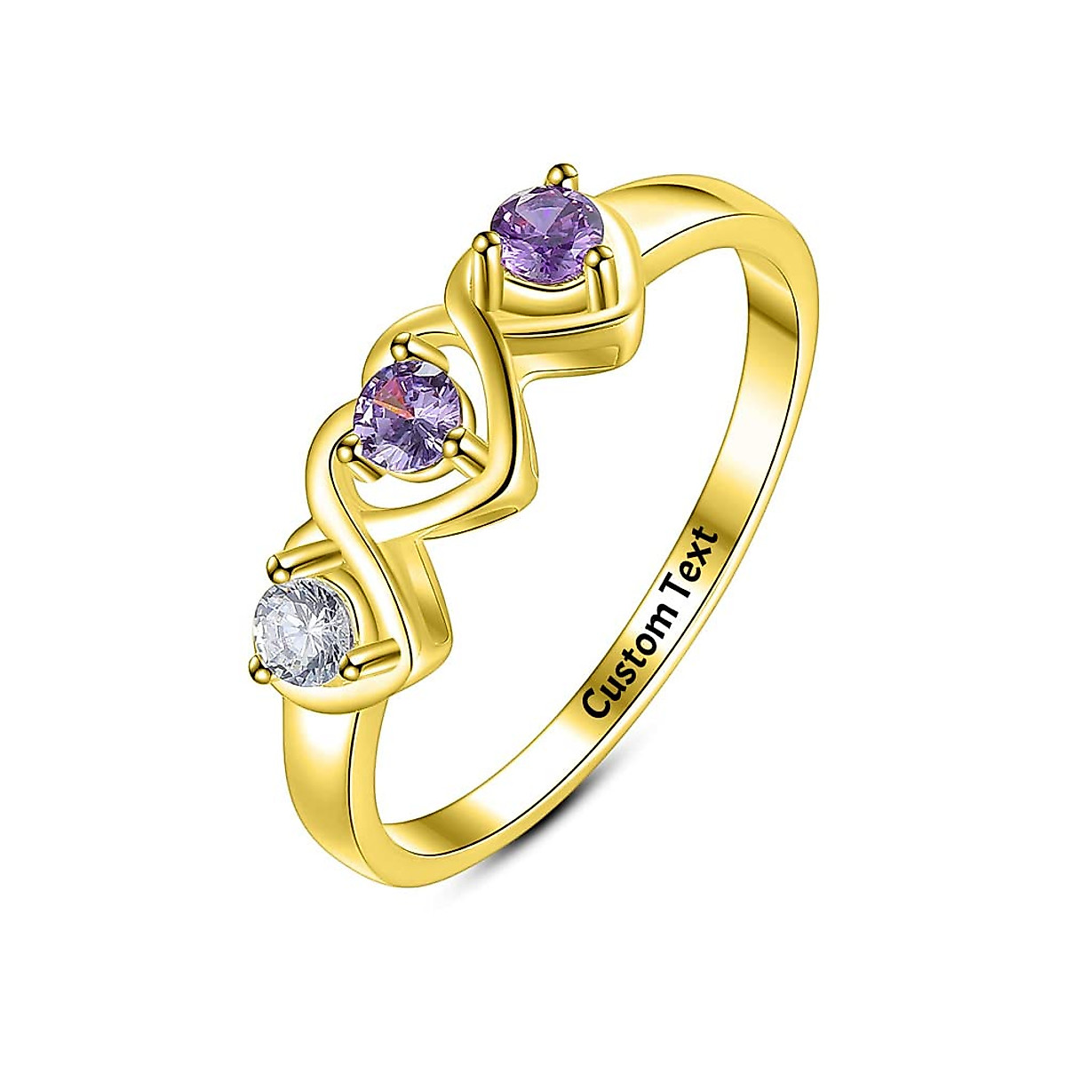 Mothers Birthstones Rings With 3 Birthstones Personalized Mother Children Ring Birthstone Mom Day Daughter Grandmother for Women Engraved Custom Name Sterling Silver Best Friend