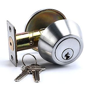 LYNN HARDWARE Heavy Duty Designer Commercial Deadbolt (Single Cylinder lock, Satin Chrome, 26D) Non-Handed, Grade 2 Industrial - UL 3 Hour Fire Rated & ADA Compliant | Wood or Metal Doors