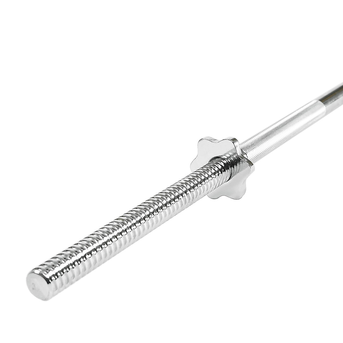 Sunny Health & Fitness 60 Inch Threaded Chrome Barbell Bar, 1 Inch Barbell Diameter with Ring Collars - STBB-60