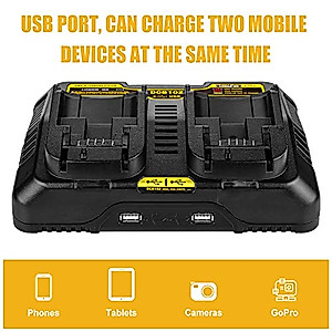 ANTRobut 2Pack 20V 6.5Ah Replacement for Dewalt 20V Battery Max XR DCB205 DCB206 Compatible with Dewalt DCD/DCF/DCG Series with DCB102 20V Dual Port Battery Charger