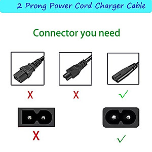 AC Cable Replacement Power Cord 2 Prong 6 Feet (1.8 Meter) Black