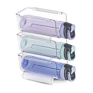 Smart Design Refrigerator Bottle Holder with Handle - Holds 750 mL - BPA Free Plastic - for Shakers, Stainless Steel, Wine - Kitchen - 8 x 4.15 Inch - Clear