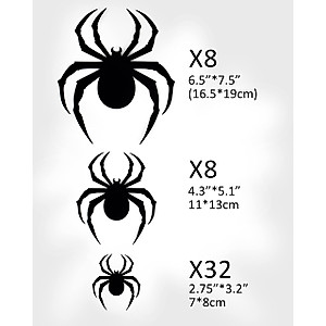 Coogam 60 PCS Halloween 3D Spiders Decoration, Scary Realistic Black Spider Sticker DIY Windows Wall Decal for Home Decor Bathroom Indoor Hallowmas Party Supplies