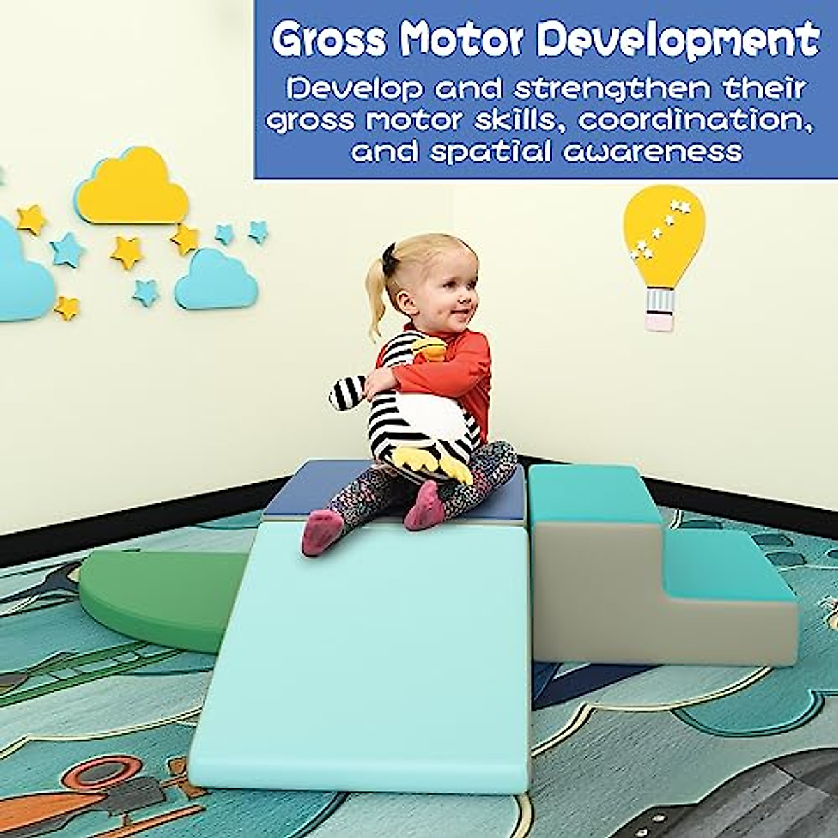 CMFYDAILY 4 Pieces Kids Climbing Toys for Toddlers 1-3, Lightweight Couch Kids for Crawling and Sliding, Soft Play Equipment Foam Blocks Climber, Indoor Climb and Crawl Activity Play Set