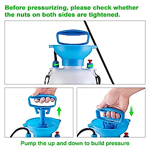 Kitahara 2 Gallon Garden Pump Pressure Sprayer with Pressure Relief Valve, Adjustable Shoulder Strap and Nozzles, for Yard Lawn Weeds Plant Water